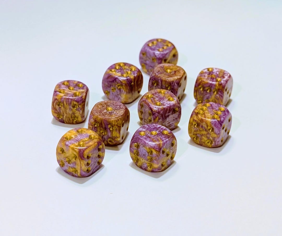 Royal Alchemy D6 Resin Dice Set | Mixed Gold & Purple | Set of 10D6 ...