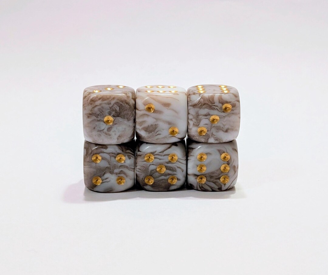 Mocha Latte D6 Resin Dice Set | Swirling Brown, White & Gold | Set of ...