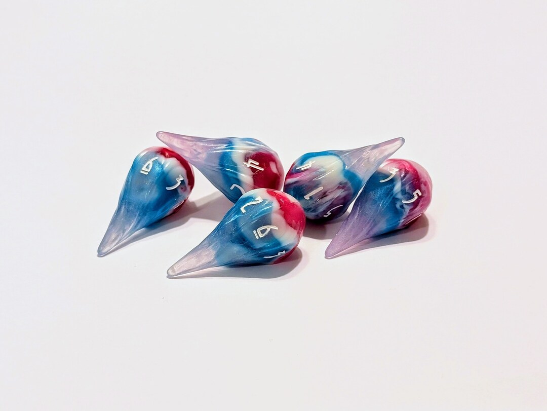 Blue Raspberry Swirl D6 Resin Dice Set | Blue, Pink & White Swirls ...