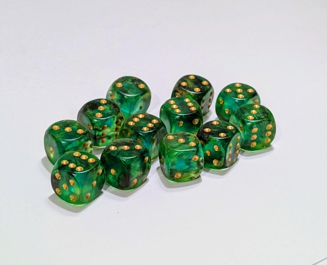 Emerald Forest D6 Resin Dice Set Mixed Green, Brown & Gold Set of 6D6 ...