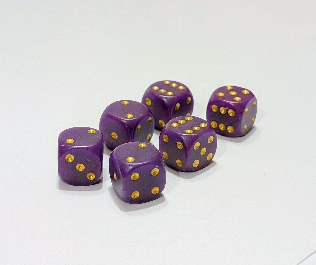 Handmade Royal Gold D6 Dice Set: Dark Purple Resin, Set of 6 - Etsy