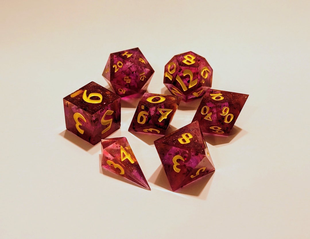 Tempest Bloom 19mm Resin Dnd Dice Set Red, Violet & Yellow Handmade - Etsy