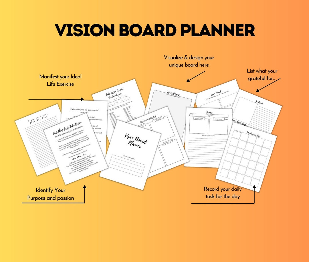 Vision Board Planner, Vision Board Kit, Focus Planner - Etsy