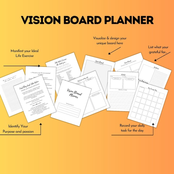 Vision Board Worksheets - Etsy