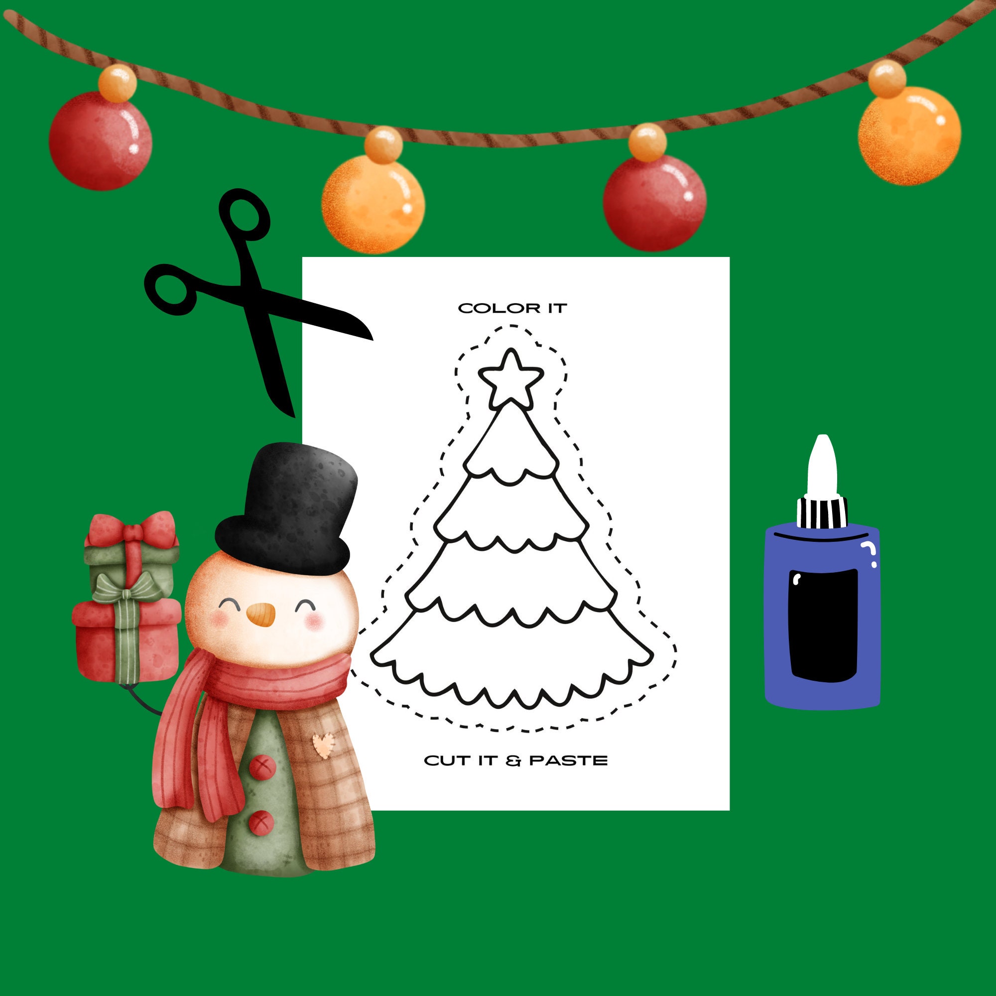 Scissor Skills Cutting Practice Cut and Paste-christmas - Etsy