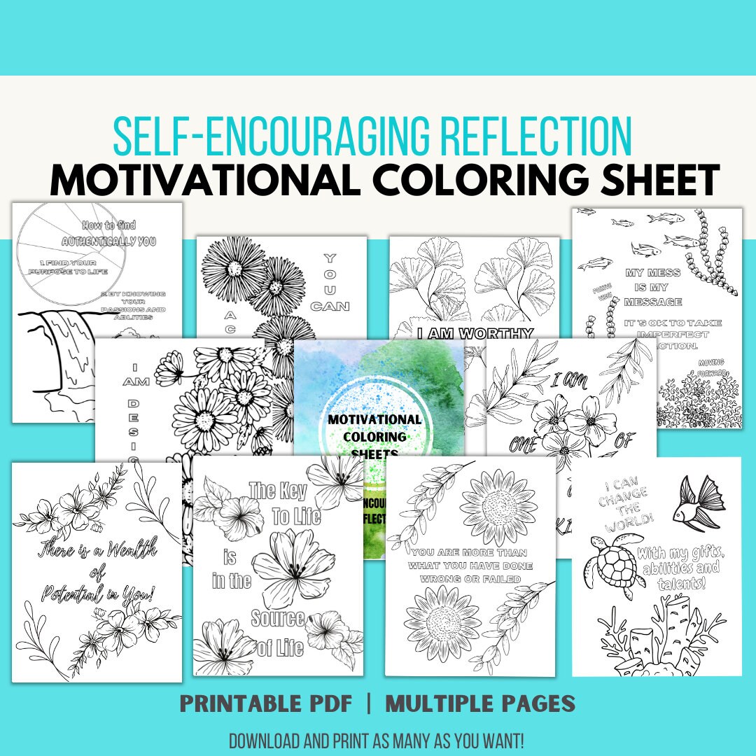 Motivational Coloring Sheets Inspirational Word Coloring Pages - Etsy