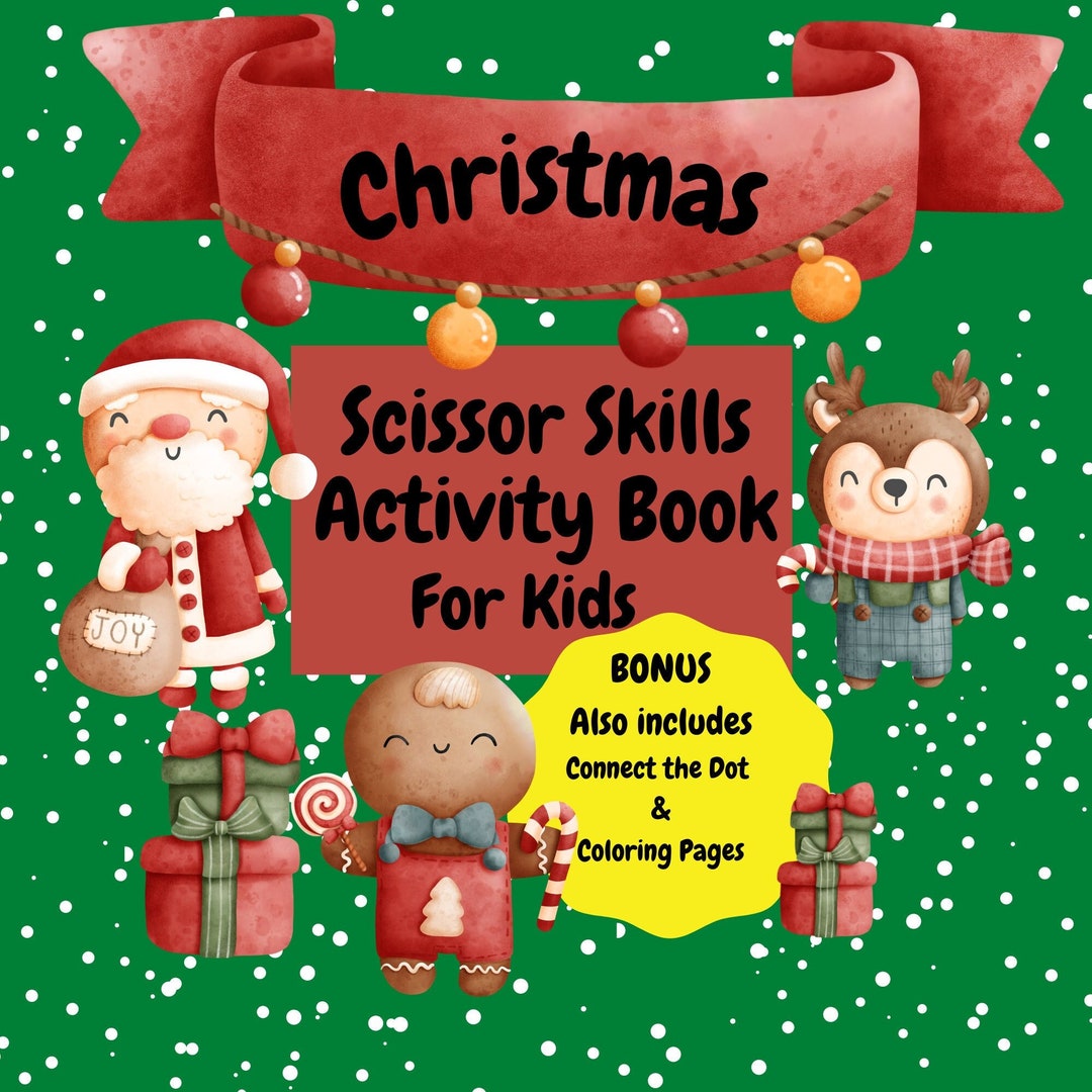 Scissor Skills Cutting Practice Cut and Paste-christmas Activity - Etsy