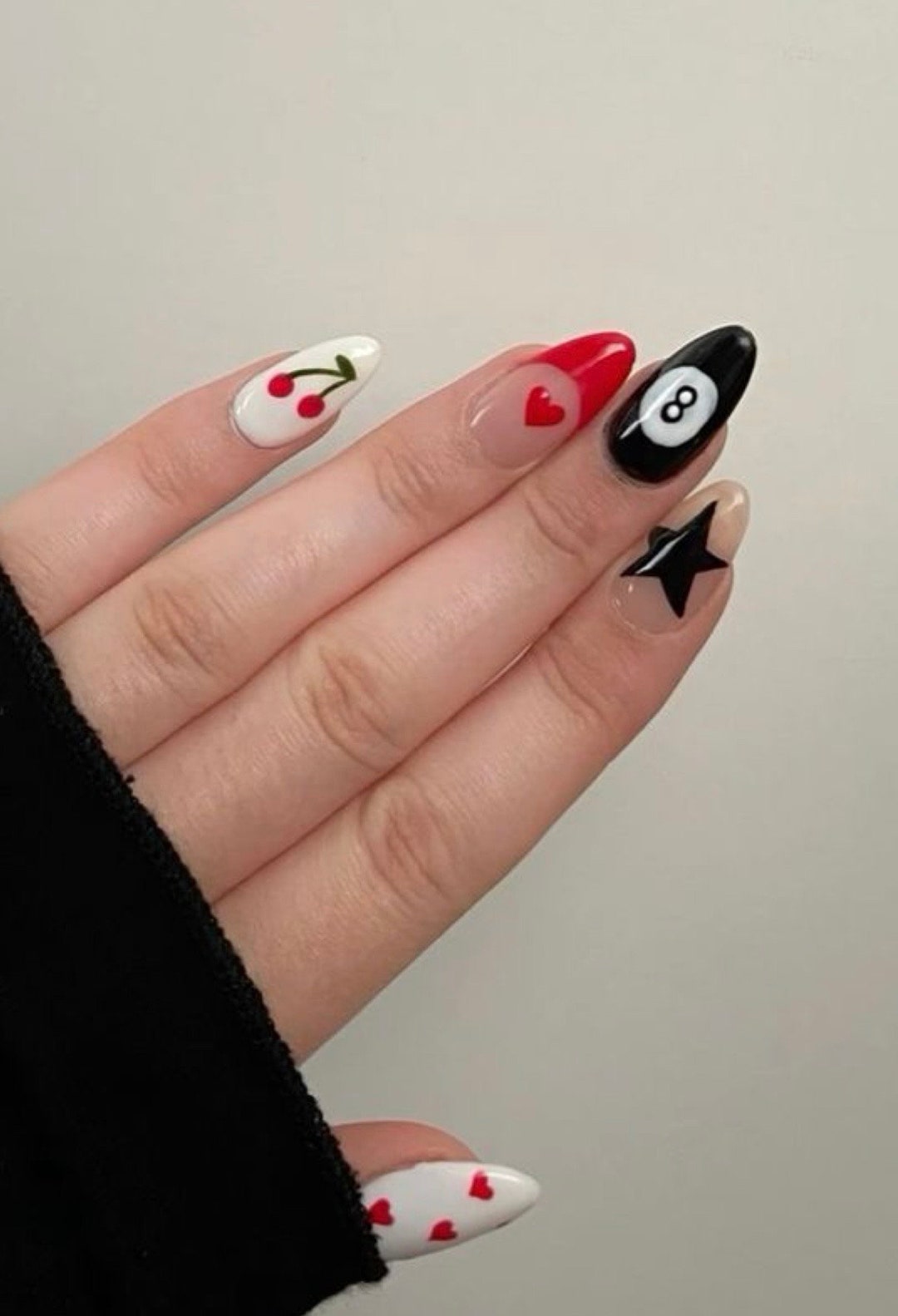 Vegas 8 Ball Hand Painted Press on Nails Acrylic Handmade Nails Long ...