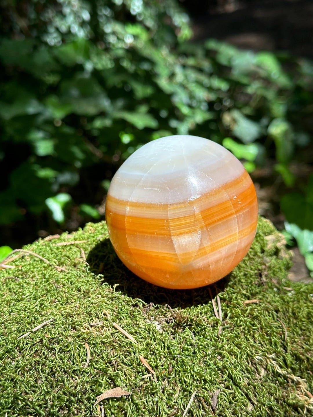 Vibrant Banded Orange Calcite Sphere Sacred Geometry, Calming Energy - Etsy