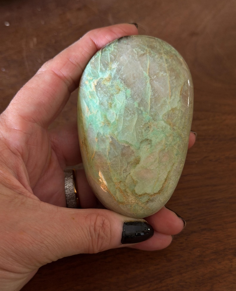 Green Moonstone Palm Stone | Natural Crystal With Earthy Inclusions - Etsy