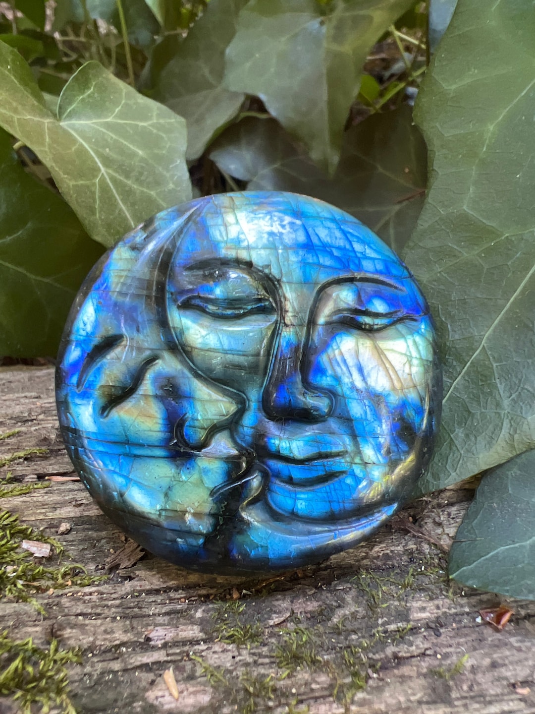 Blue Flash Labradorite Moon Face - Etsy