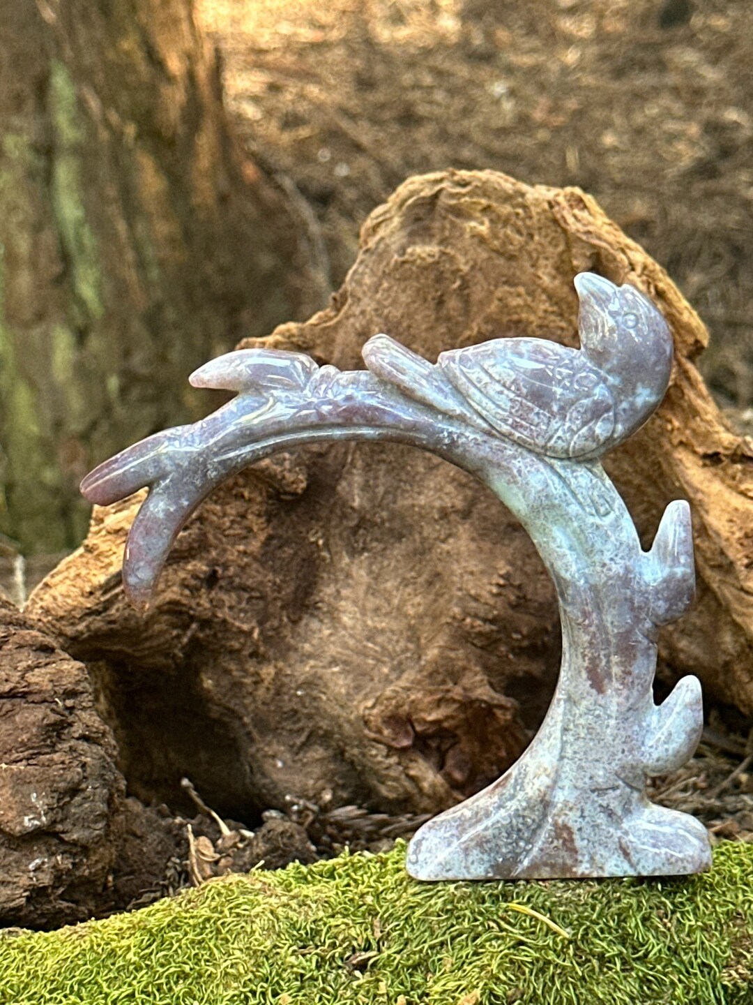 Madagascar Sea Jasper Carving Bird and Branch - Etsy