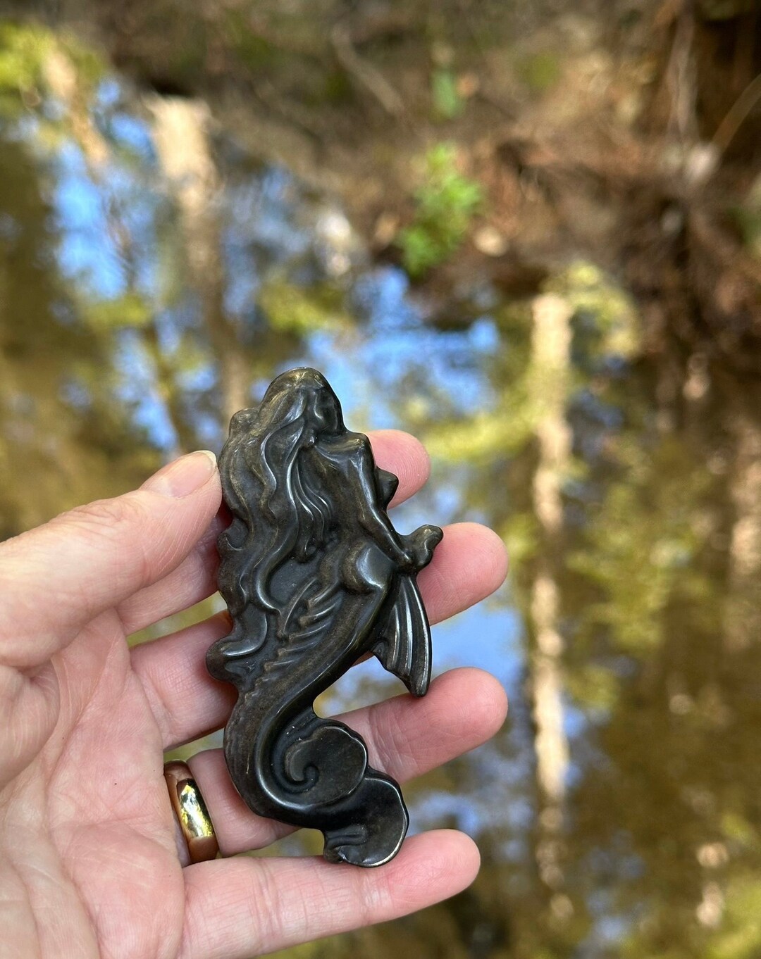 Silver Sheen Obsidian Mermaid - Etsy