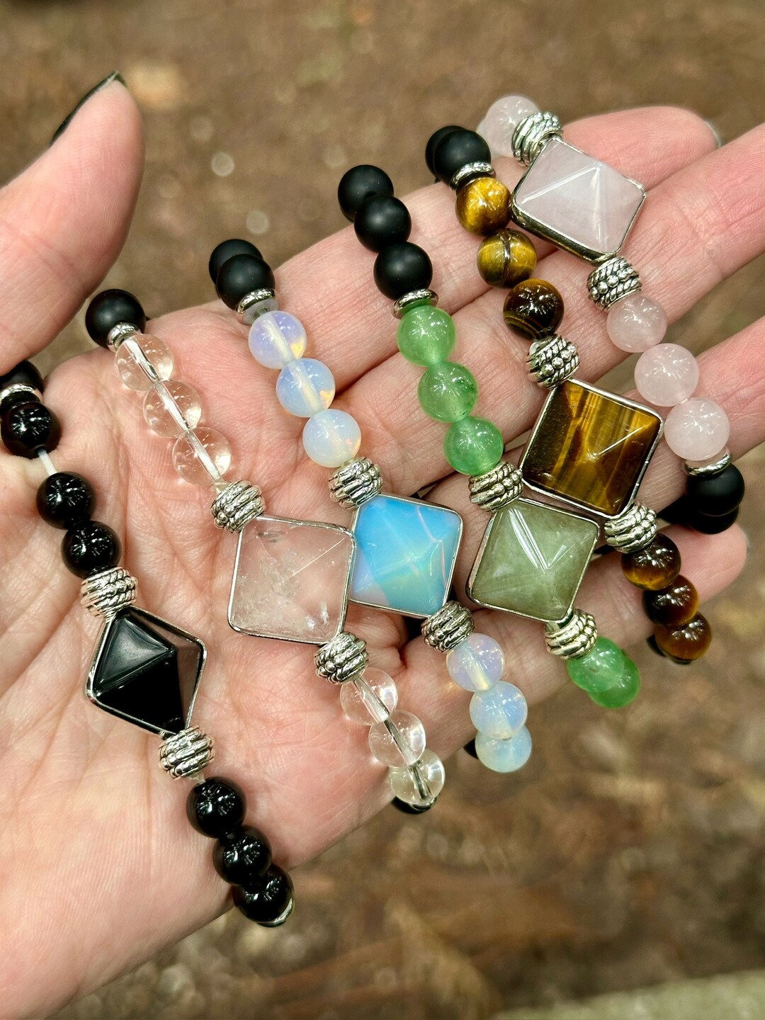 Pyramid Bracelet With Beads ~ Different Materials - Etsy