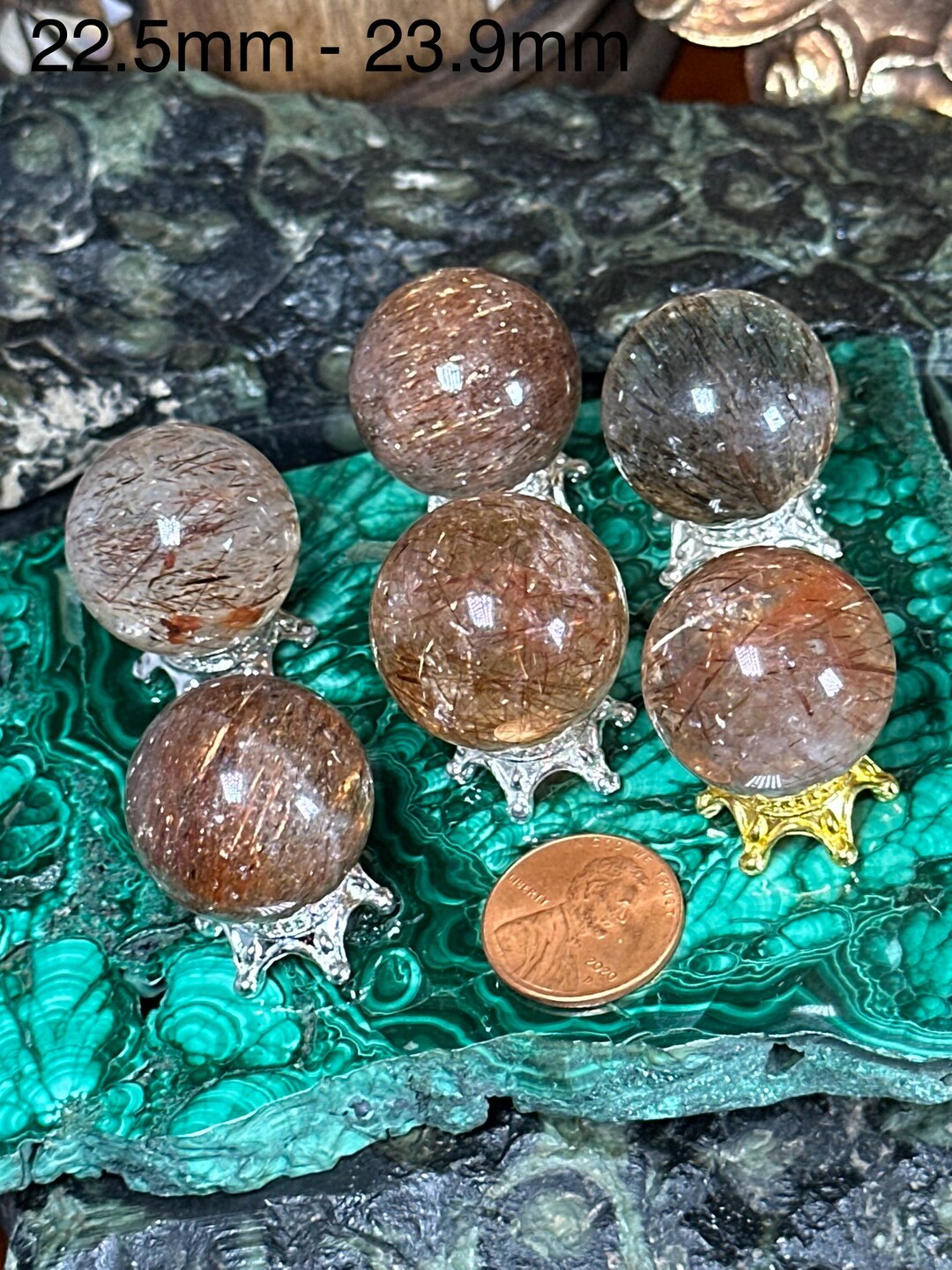 Copper Rutilated Quartz Mini Sphere - Chakra Balancer & Energy ...