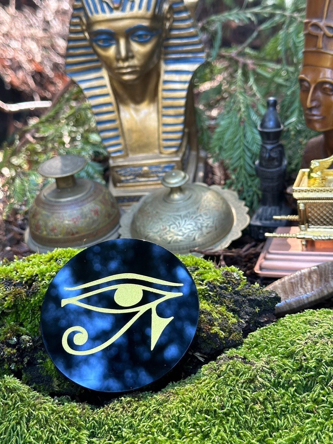 Black Obsidian Plate With Golden Etched 'eye of Ra' 79mm - Etsy