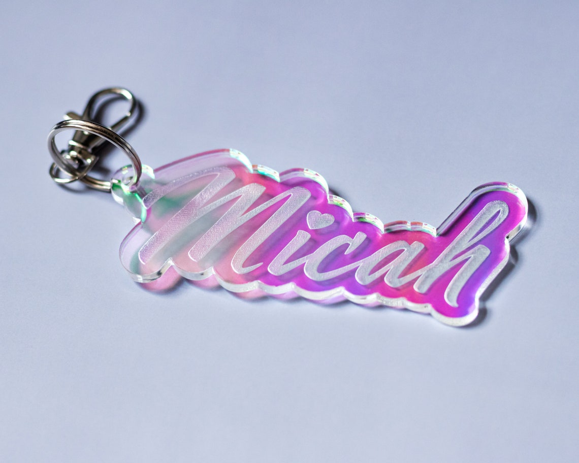 Acrylic Custom Name Keychain Personalized Mirrored Gold | Etsy