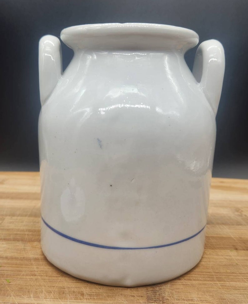 Vintage Cream Crock With Lid Hand Painted Blue Basket of Flowers - Etsy