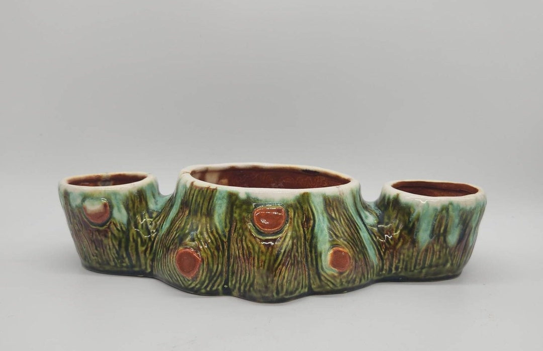 Unique Vintage Glazed Ceramic Tree Trunk Succulent Planter Pot - Etsy