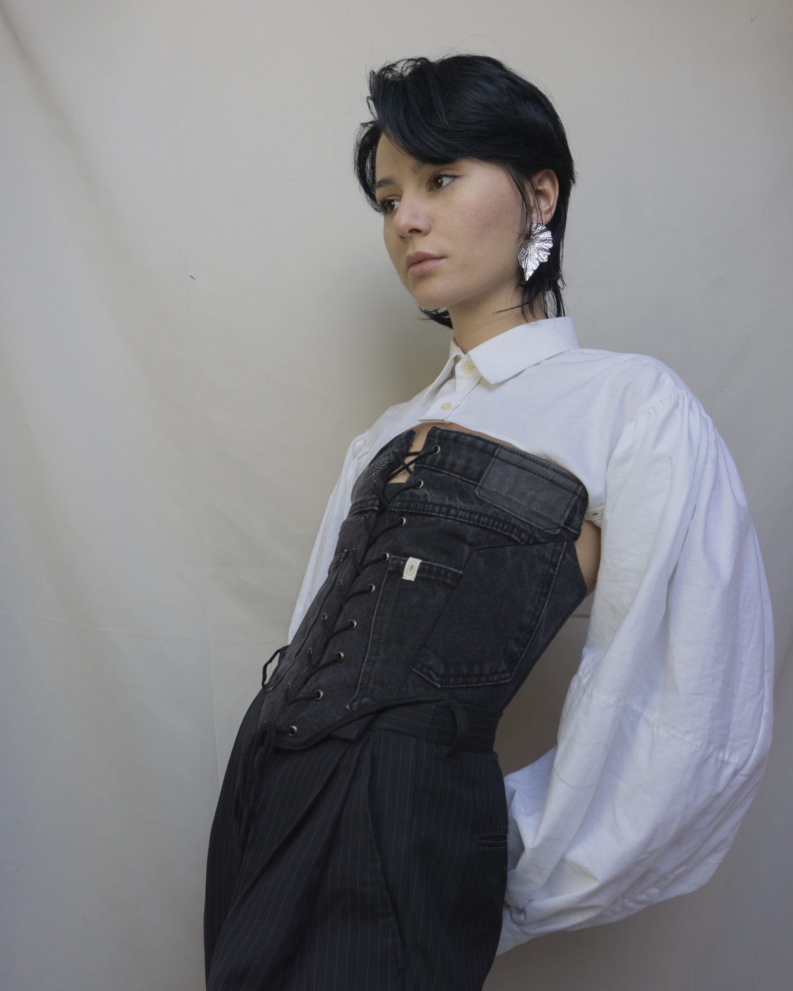 Straight Neckline Denim Corset • Pre-order Corset Made Out of High ...