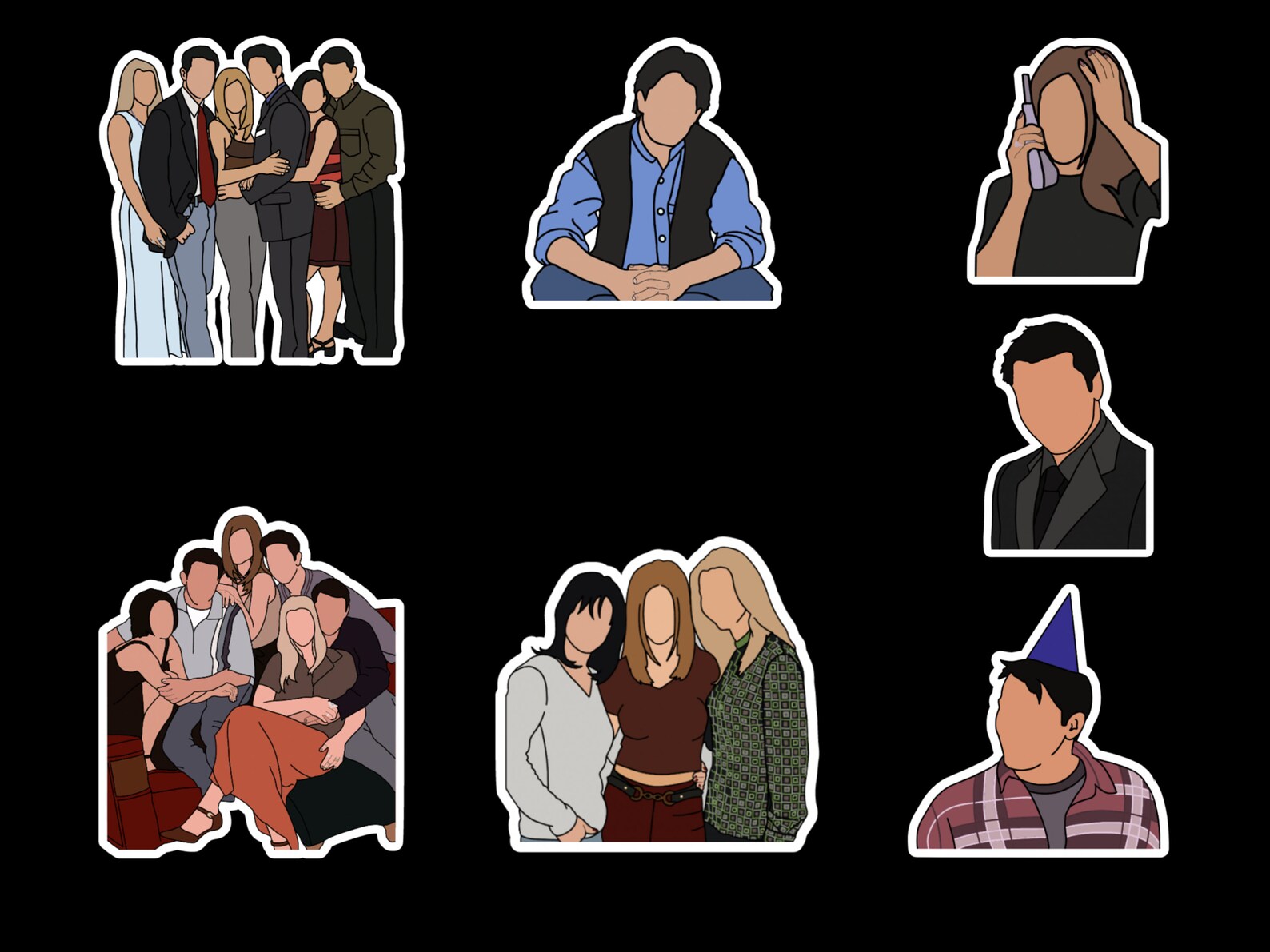 Friends Stickers Chandler, Rachel, Joe, Ross, Girlfriends - Etsy