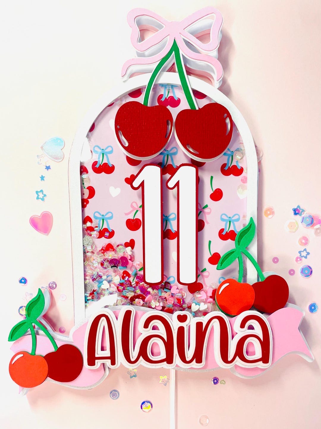 Cherry Theme Birthday Shaker Cake Topper | Cupcake Toppers | Cherry on ...