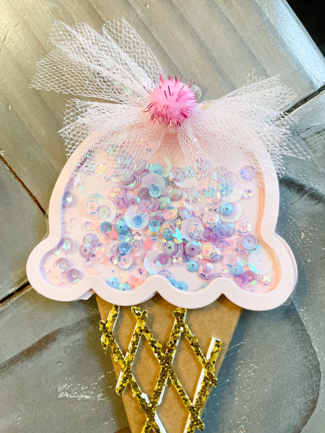 Ice Cream Cone Shaker Birthday Prop Party Prop Cake Topper - Etsy