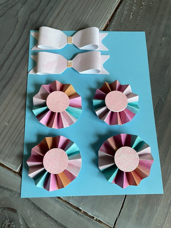 Mini Handmade Paper Rosettes and Bows Embellishment Pack - Etsy
