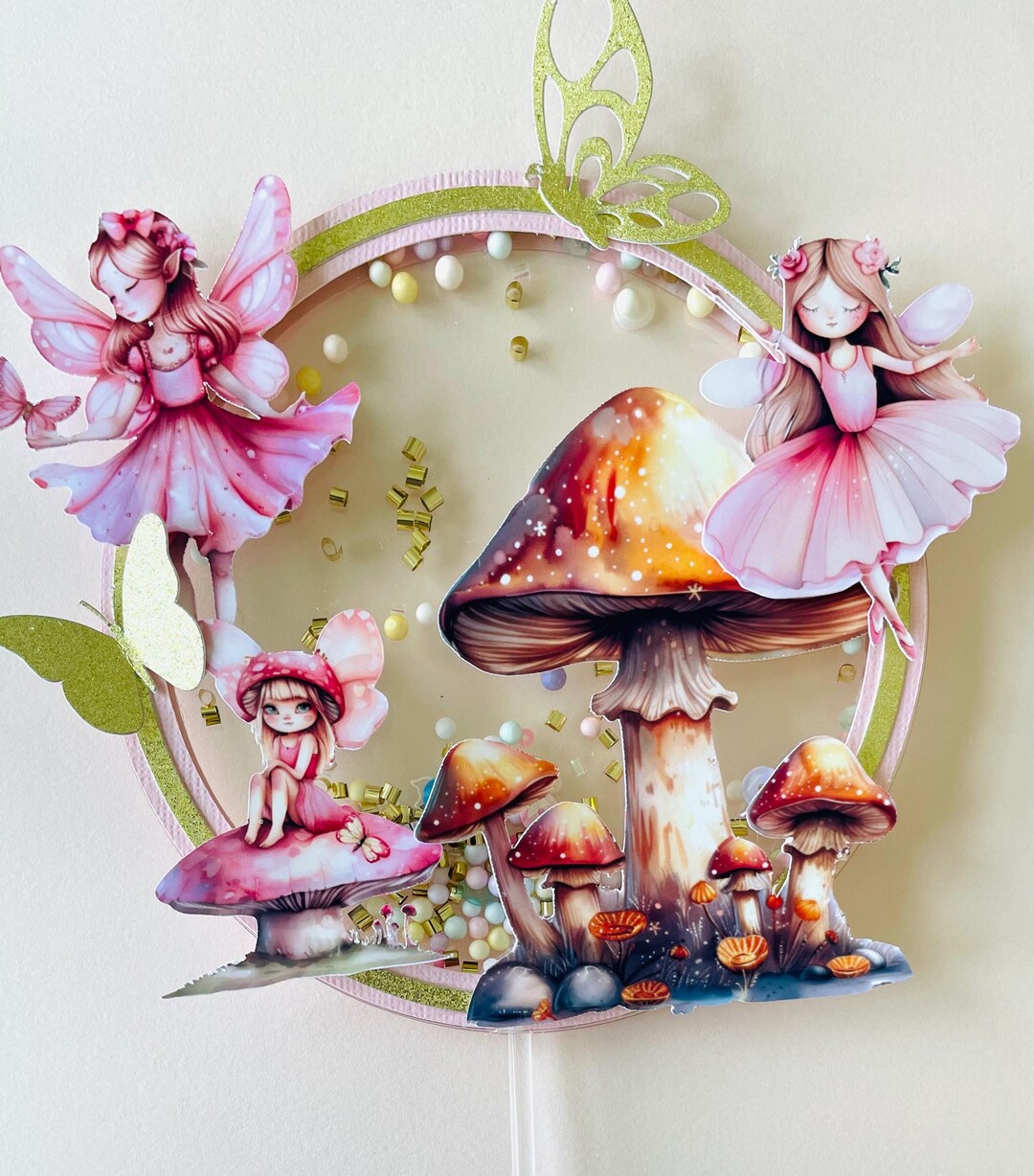 Fairy Garden Birthday Shaker Cake Topper | Cupcake Toppers | Birthday ...
