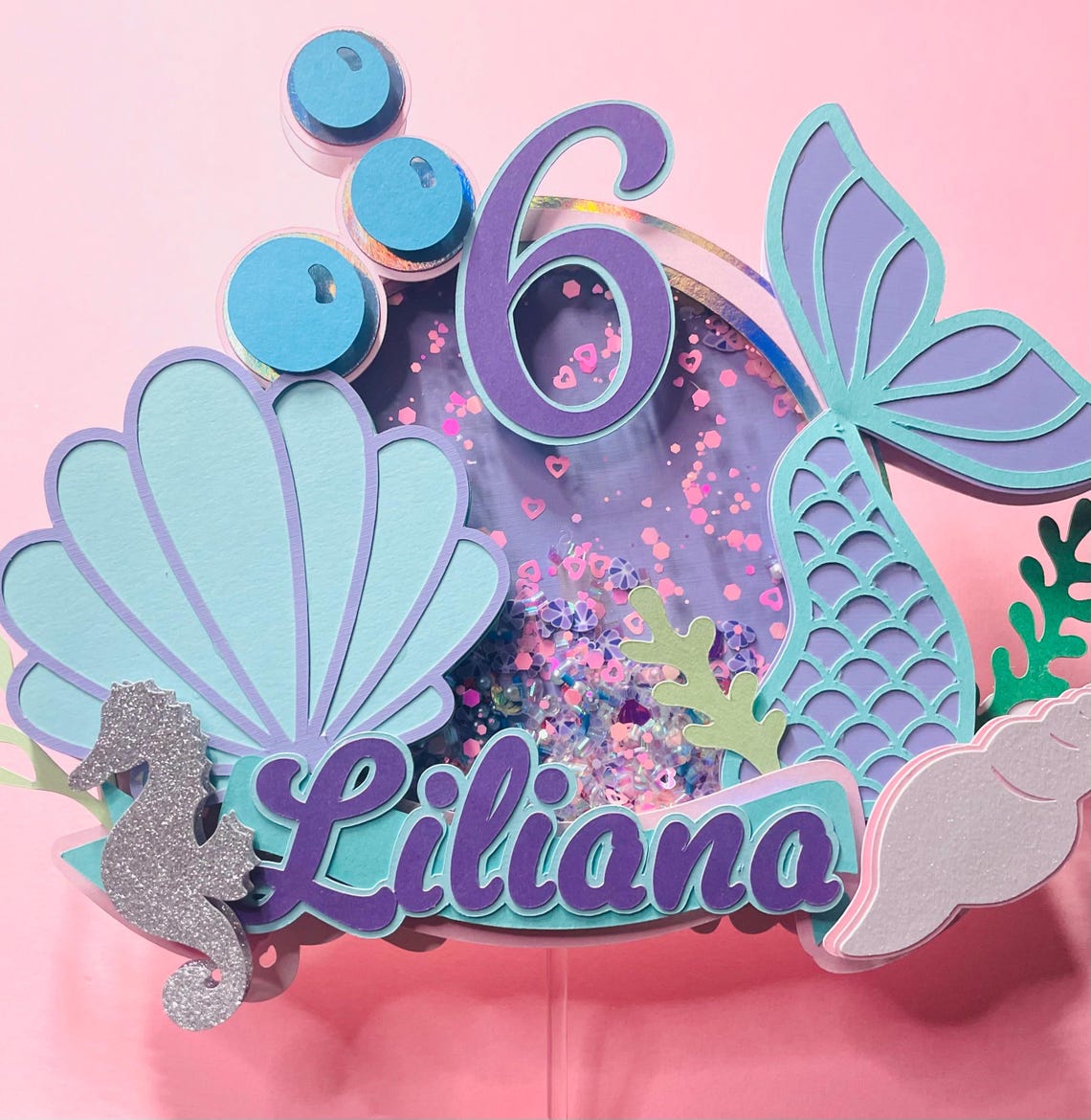 Mermaid Theme Birthday Shaker Cake Topper | Cupcake Toppers | Birthday ...
