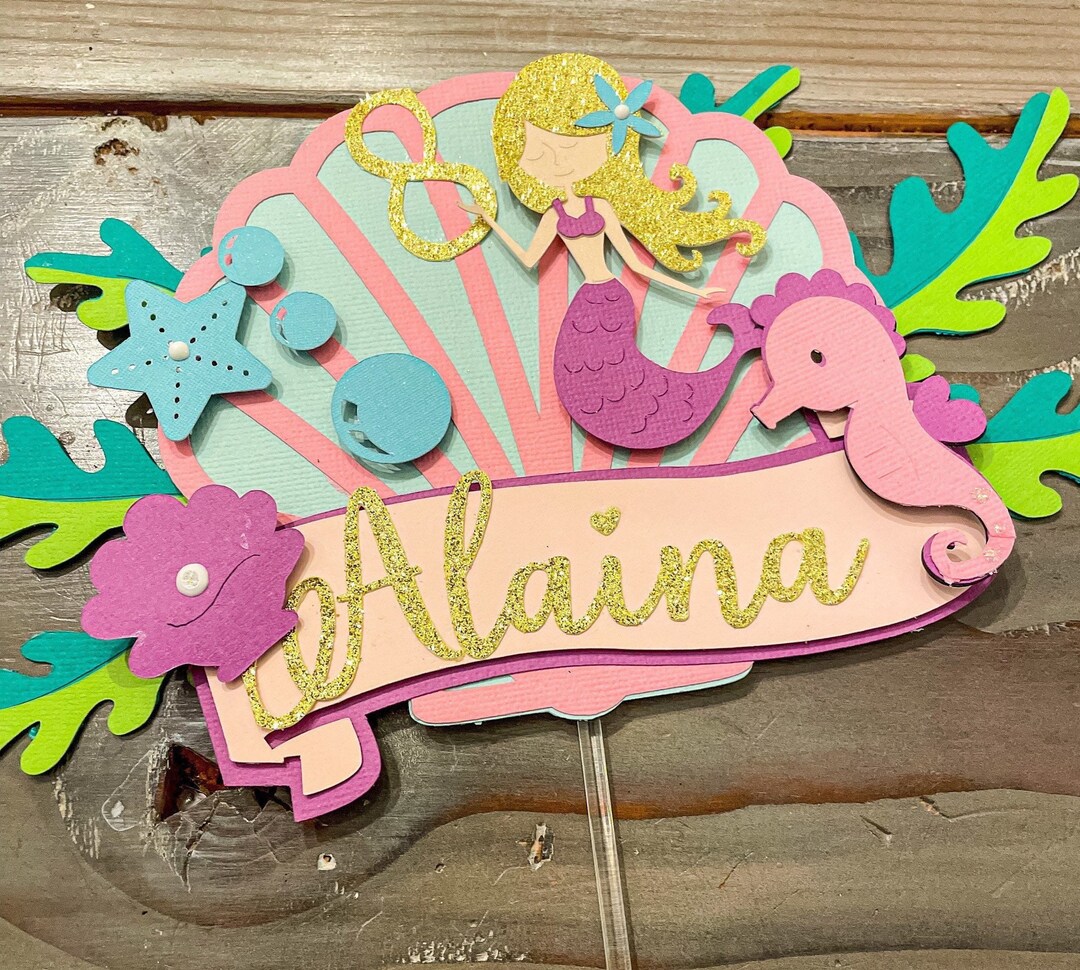 Mermaid Cake Topper Shaker | Mermaid Under the Sea | Personalized Name ...
