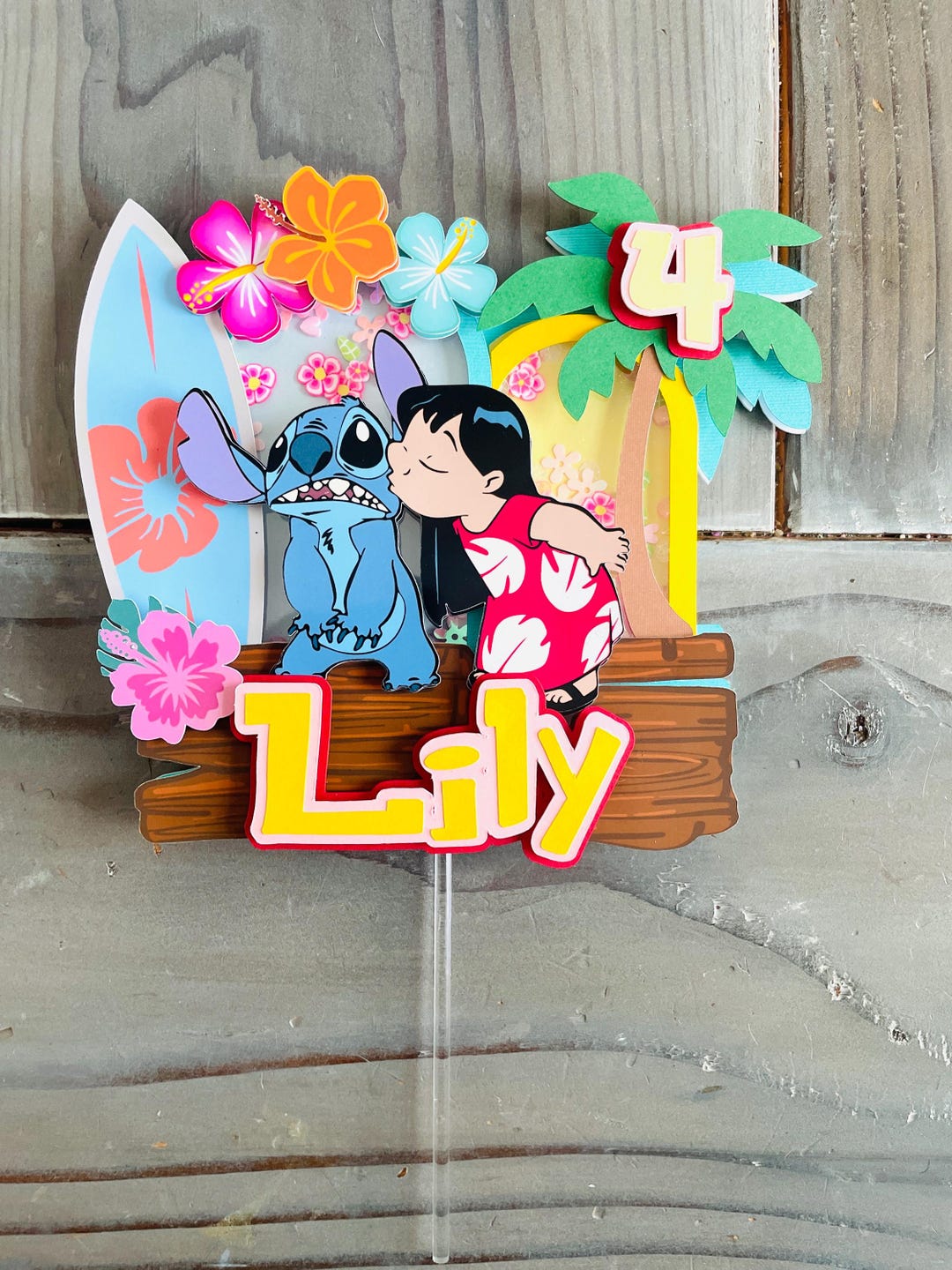 Lilo & Stitch Theme Birthday Shaker Cake Topper | Cupcake Toppers ...