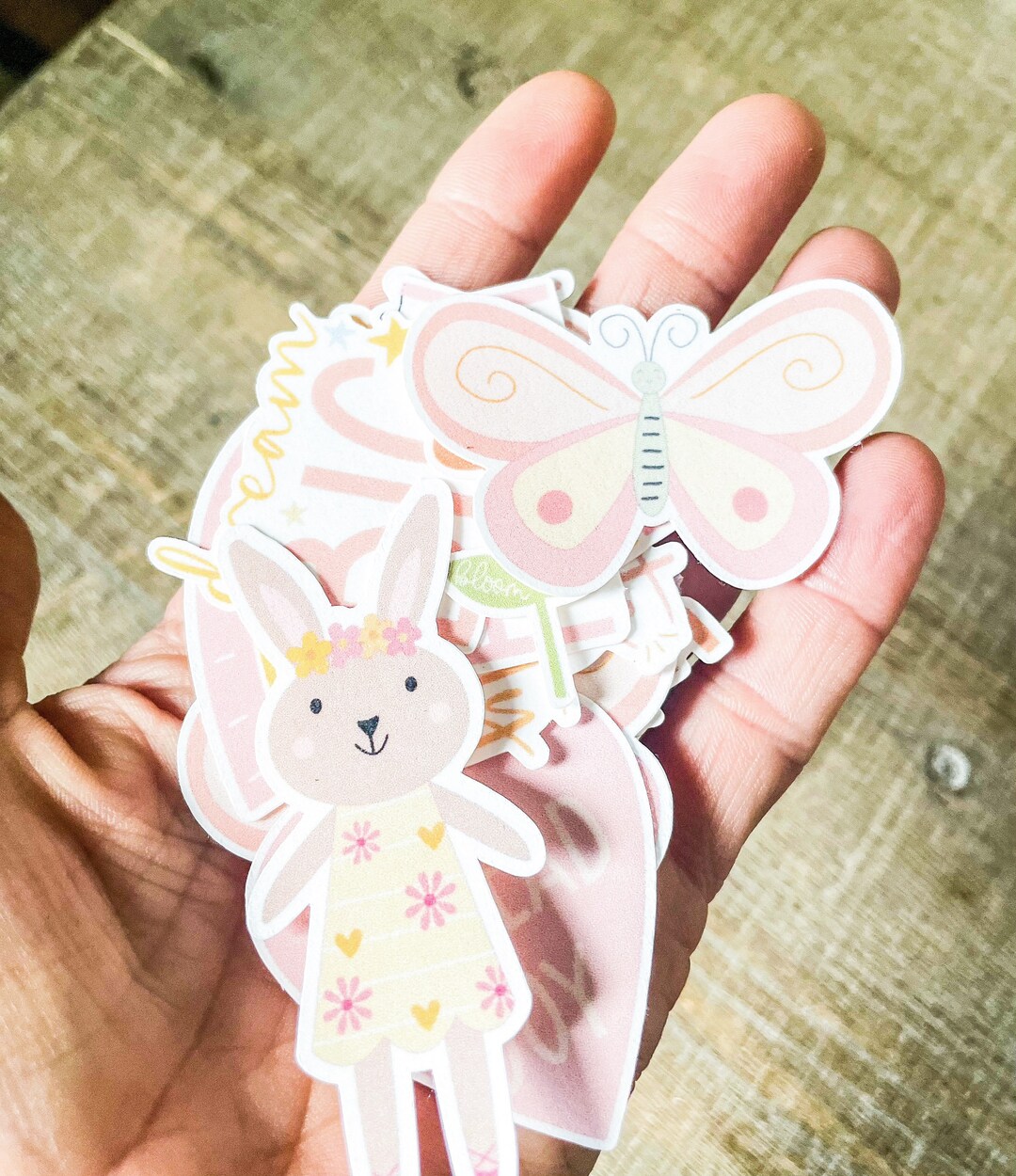 Spring Sticker Pack | Cute Bunny Sticker Set | Bee Happy Good Vibes - Etsy