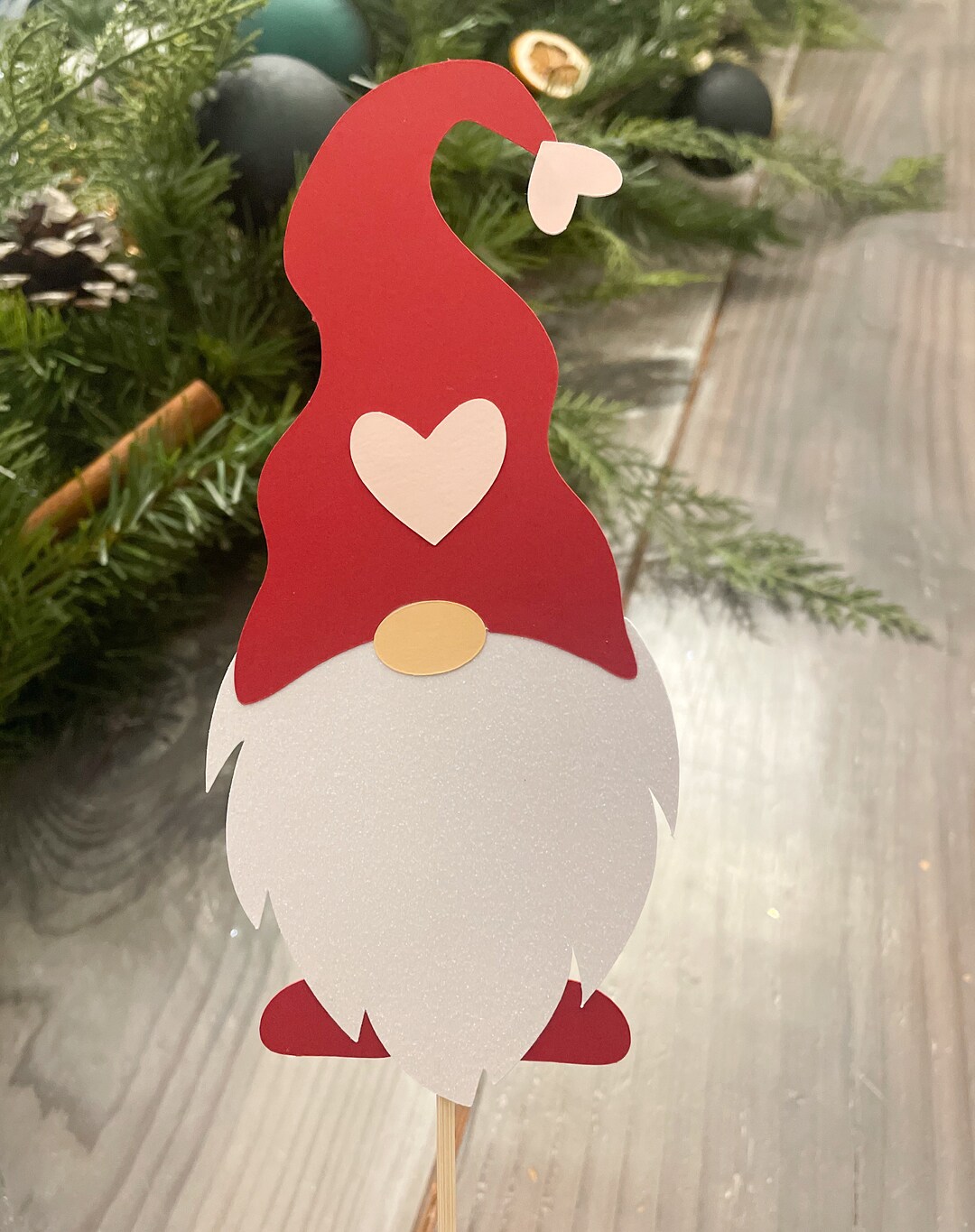 Valentine Gnome Cake Topper | Cupcake Toppers | Scrapbook Ephemera and ...