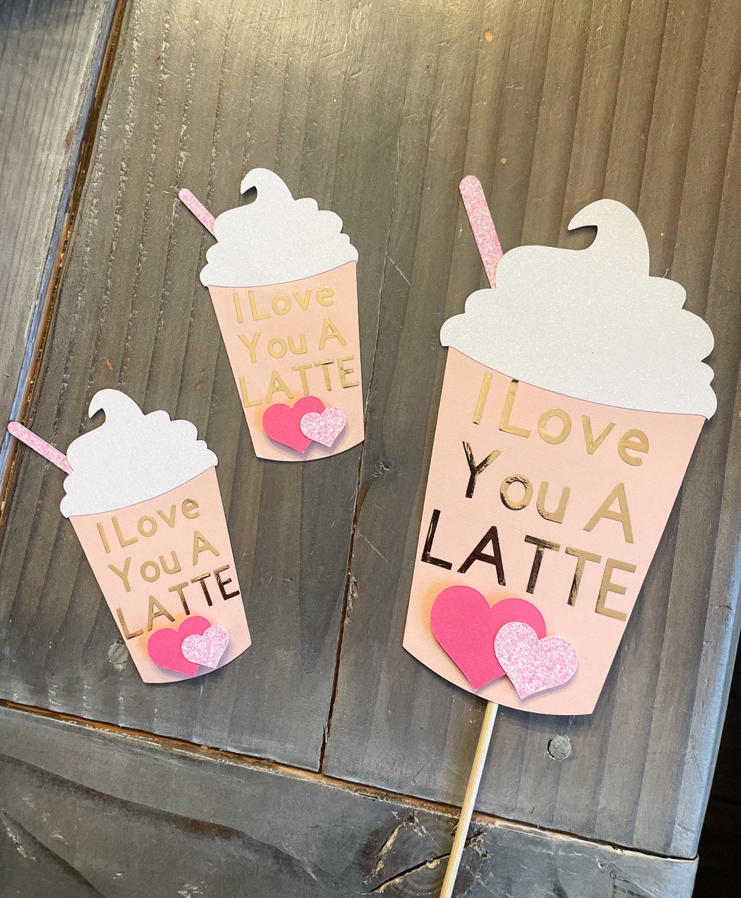 I Love You A Latte Cake Topper | Cupcake Toppers | Scrapbook Ephemera ...