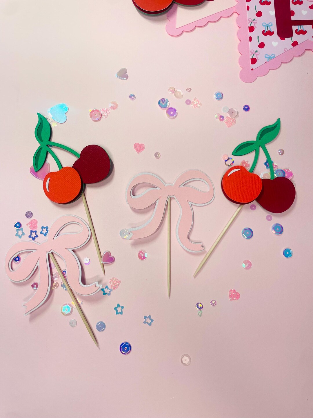 Cherry Theme Birthday Shaker Cake Topper | Cupcake Toppers | Cherry on ...
