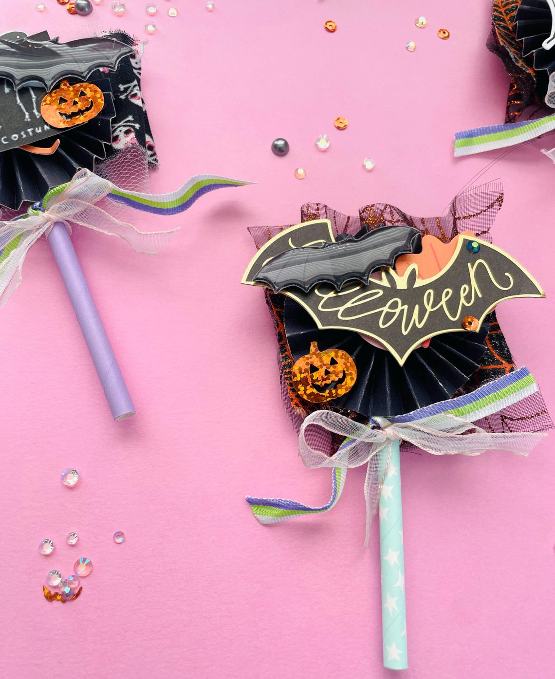 Whimsical Mini Halloween Paper Wand Embellishments - Set of 3 - Etsy