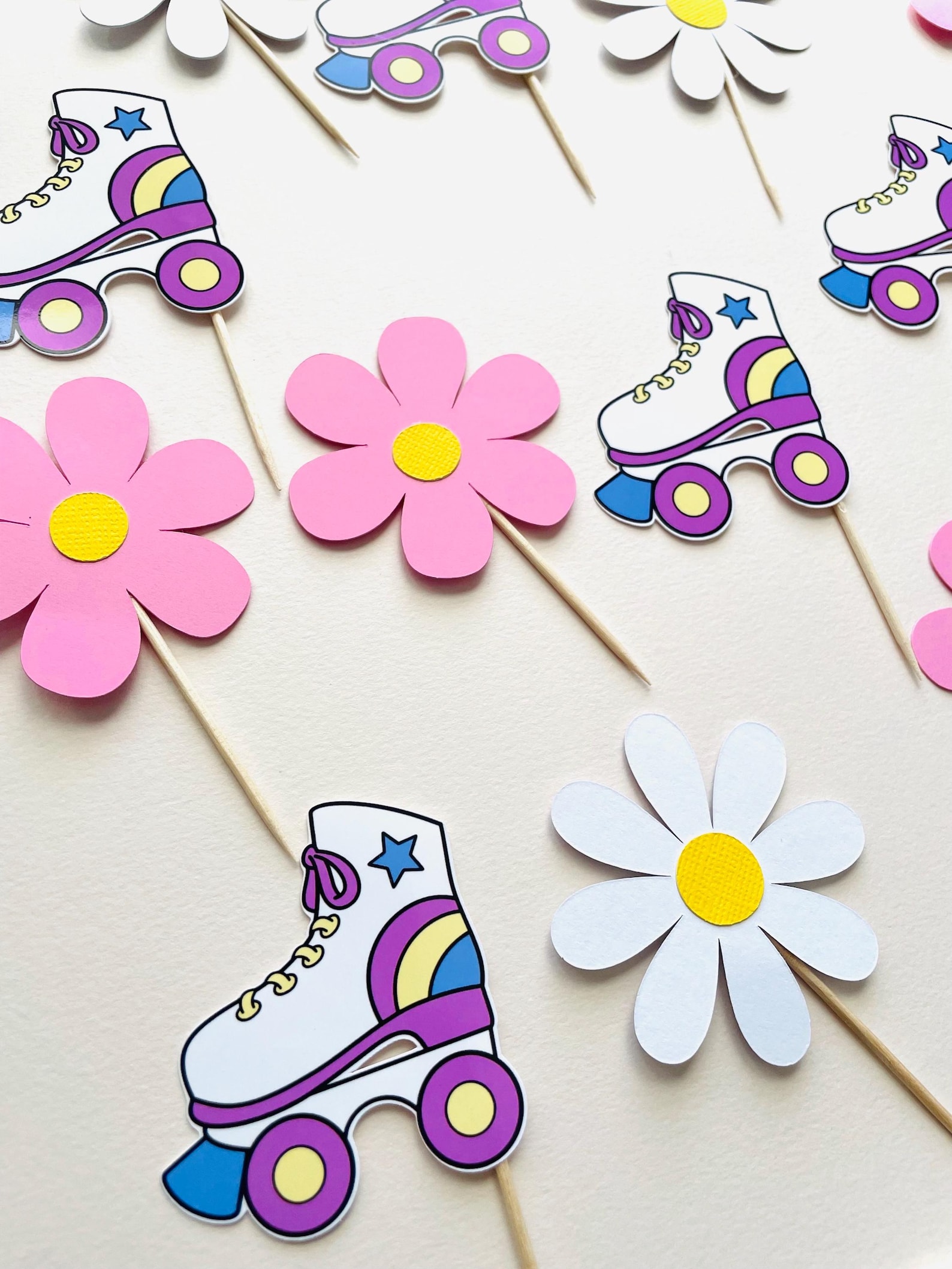 Roller Skate Cupcake Toppers: Retro Birthday Party Decor - Etsy
