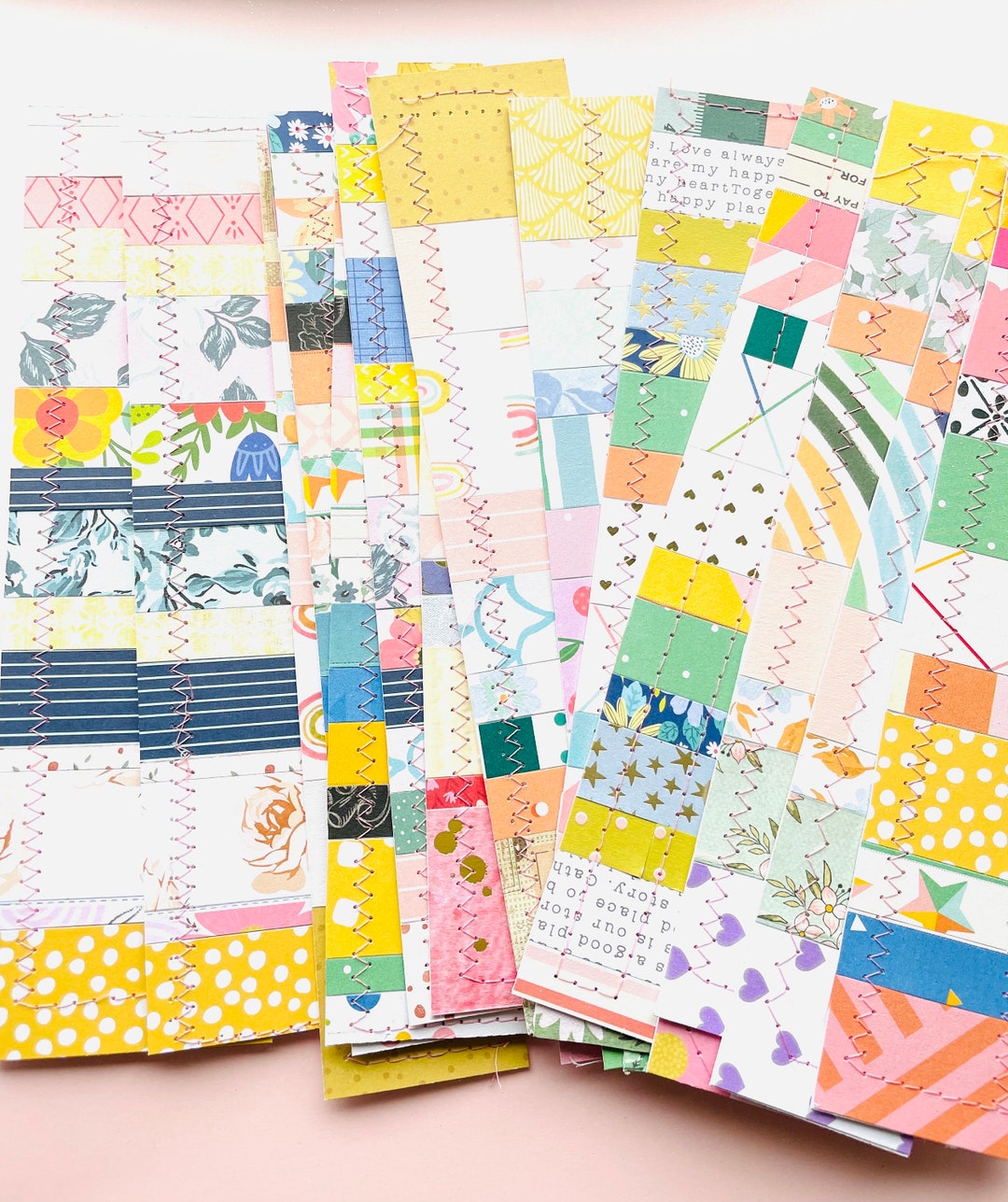 Sewn Paper Snippet Strips for Scrapbooking and Papercrafting - Etsy