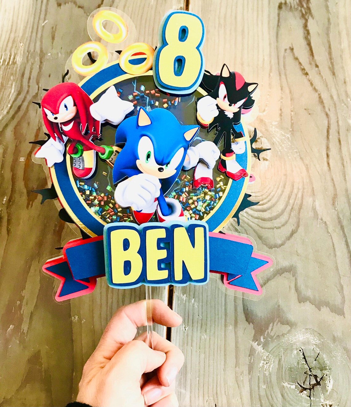 Sonic Hedge Hog Theme Birthday Shaker Cake Topper | Cupcake Toppers ...