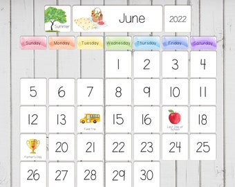Classroom Calendar Printable, Homeschool DIY Calendar With US and ...