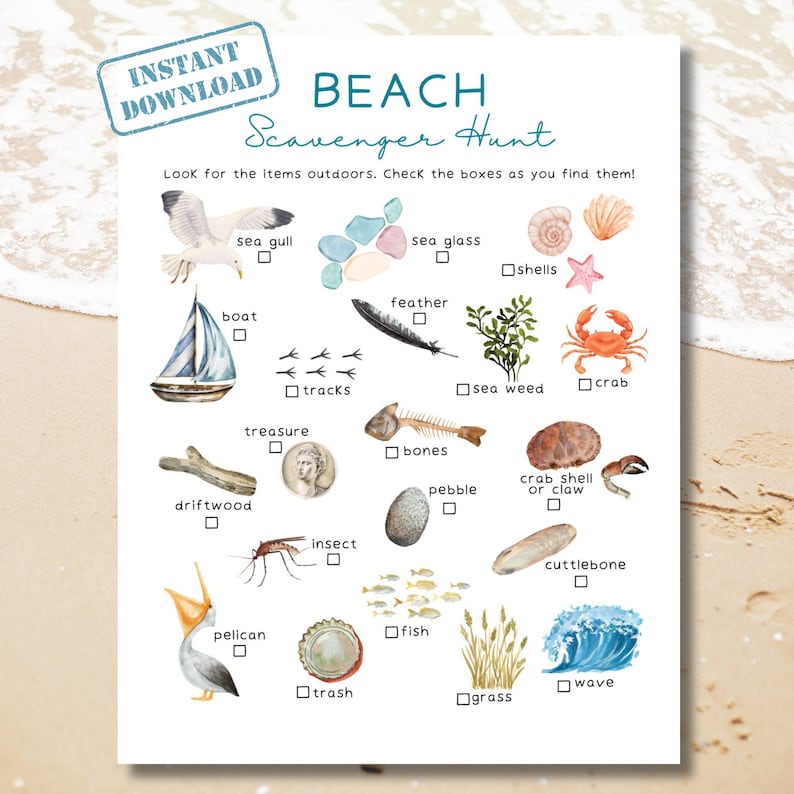 Beach Nature Scavenger Hunt | Oceans Unit Study | Printable Outdoor ...