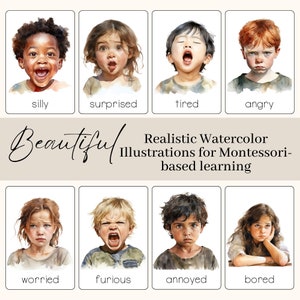 Kids Emotions Flashcards | Large Montessori Feelings Cards | Printable ...