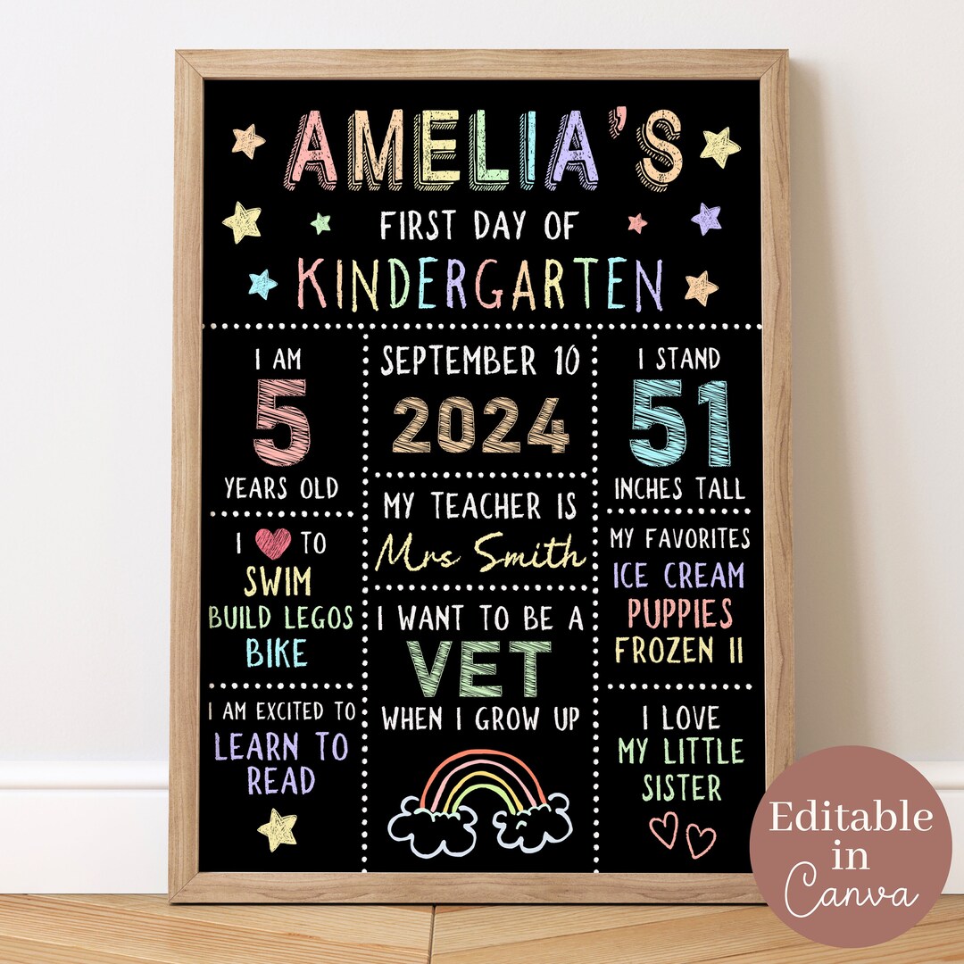 Chalkboard First Day of School Sign, Editable Back to School Sign, Last ...