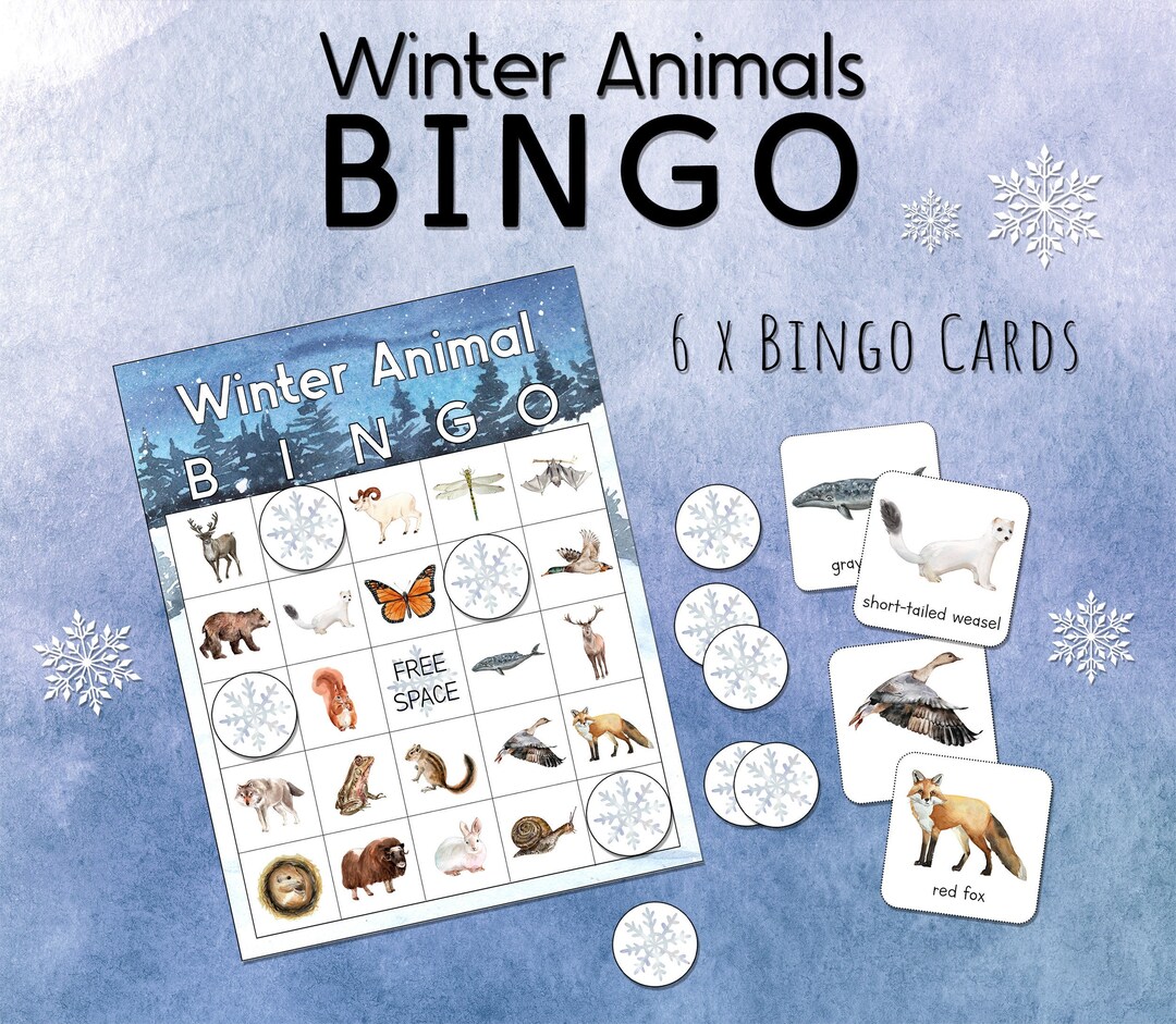 Winter Animals Bingo Game | Montessori and Charlotte Mason Watercolor ...