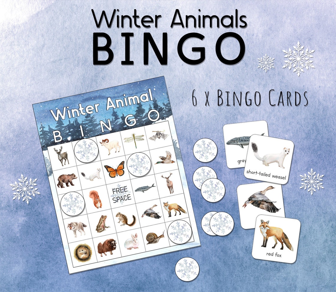 Winter Animals Bingo Game Montessori and Charlotte Mason - Etsy