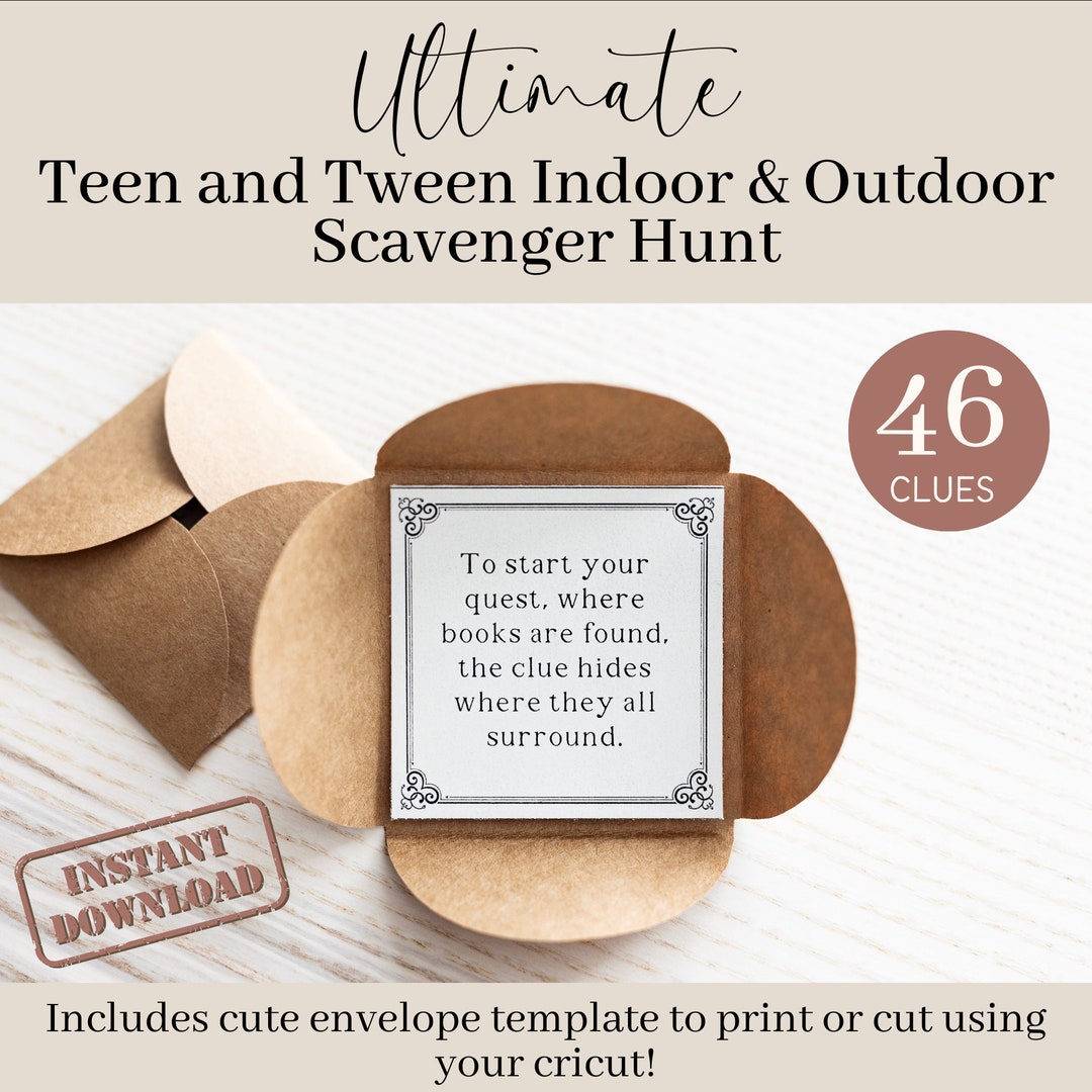 Printable Indoor & Outdoor Scavenger Hunt Game for Older Kids, Teens ...