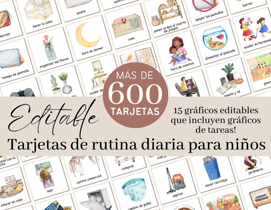 Tarjetas Editables De Rutina Diaria Para Niños | Horario Visual Diario ...