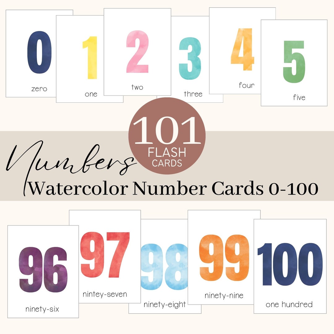 0-100 Number Flashcards | Montessori Cards Pdf | Printable Number Flash ...