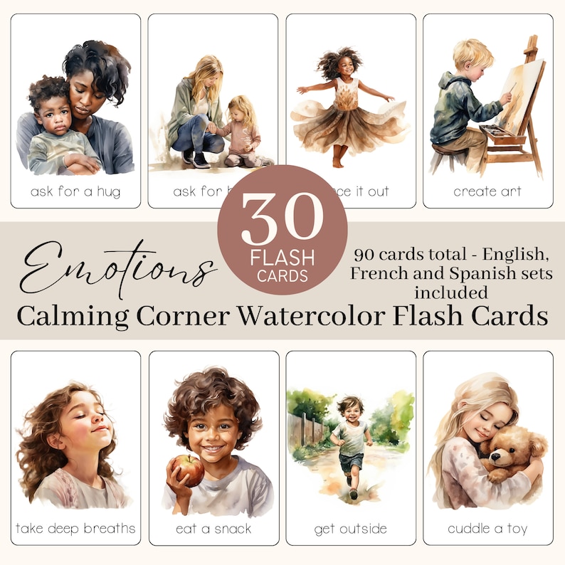 Kids Emotions Flashcards Bundle | Large Feelings Cards | Printable ...